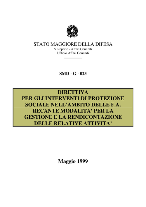 USB Pubblico Impiego - Ministero della Difesa: SMD-G-023 - Direttiva ...